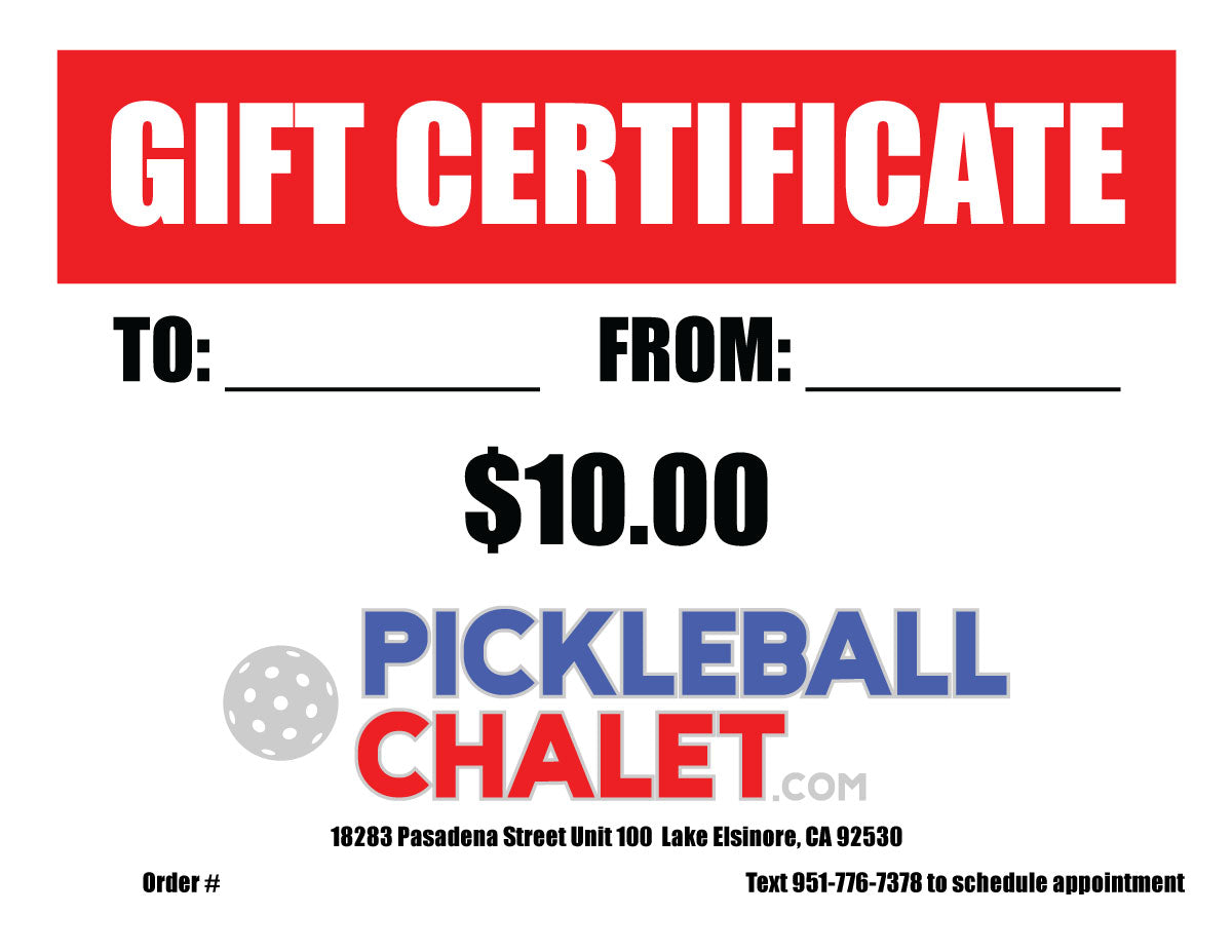 Pickleball Chalet Gift Certificate